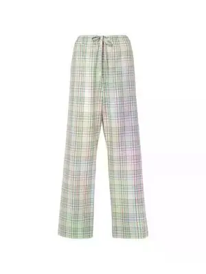 Check Pattern Wide Leg Trousers
