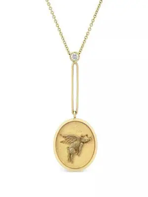 Retrouvai Diamond Pig Pendant Necklace - Gold