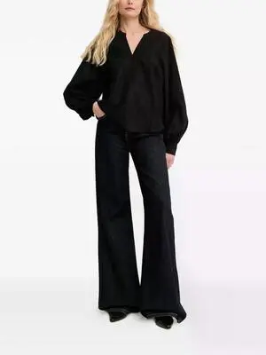 MOS MOSH Balloon-sleeve V-neck Blouse