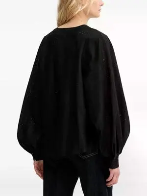 MOS MOSH Balloon-sleeve V-neck Blouse