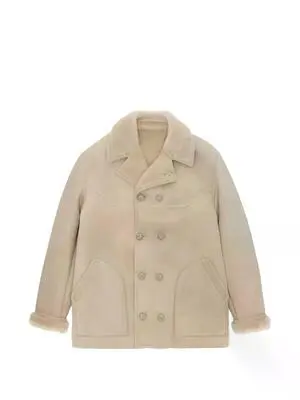 FORTELA Double-breasted Shearling Jacket - Neutrals