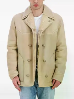 FORTELA Double-breasted Shearling Jacket - Neutrals
