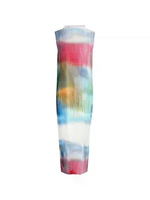 Issey Miyake Printed Pleated Midi Dress