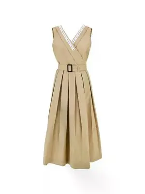 Max Mara Belted Pleated Midi Dress