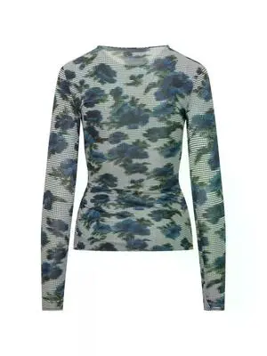 Coperni Floral-print Long-sleeves Top - Blue