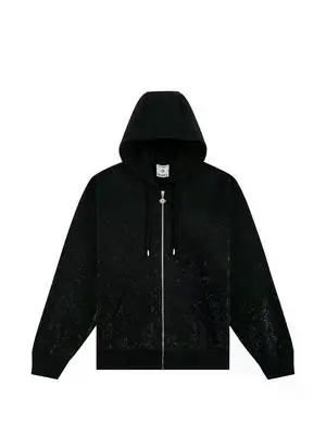 Casablanca Crystal Monogram Zip-up Hoodie - Black