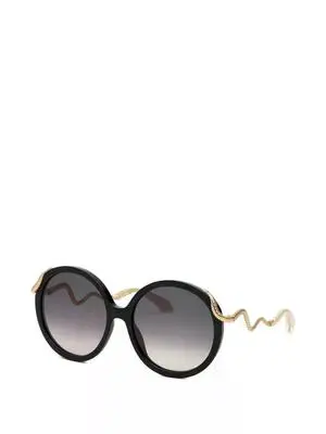Roberto Cavalli Snake-motif Round-frame Sunglasses - Black
