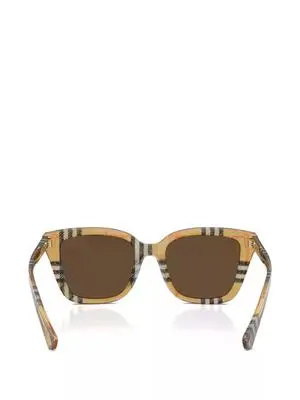 Burberry Square-frame Checkered Sunglasses - Brown