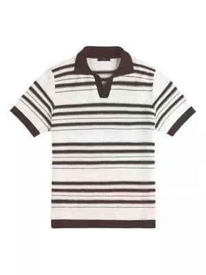 FAY Striped Ribbed-knit Short-sleeves Polo Shirt - White