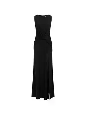 GEMY MAALOUF Draped Knot Waist Maxi Dress - Black