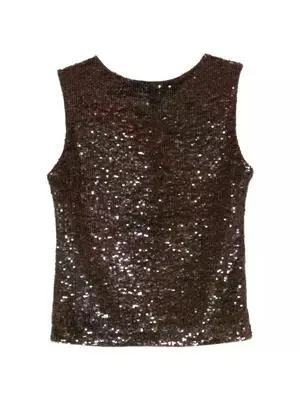 P.a.r.o.s.h Sequin Embellished Top - Brown