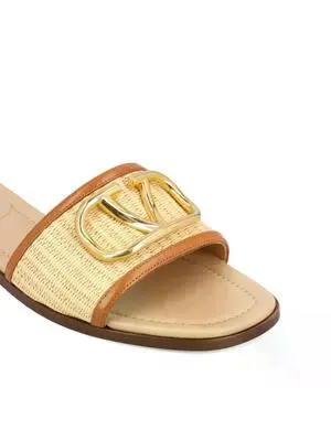 Valentino Garavani Vlogo Signature Raffia-effect Sandals - Neutrals