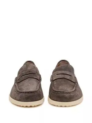 TOD'S Suede Penny Loafers - Grey