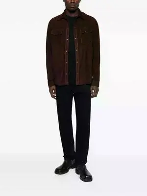 SALVATORE SANTORO Dark Suede Patch Pocket Shirt