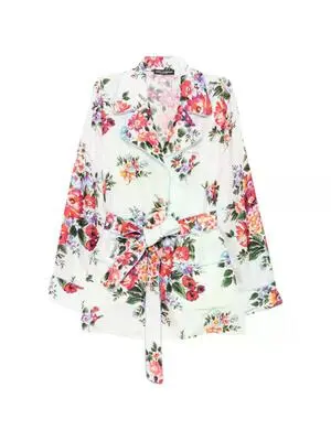 Dolce & Gabbana Bouquet-Print Twill Shirt White