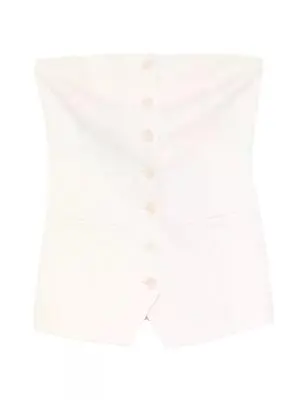Patrizia Pepe Button Strapless Top - Neutrals