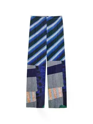Issey Miyake Striped-pattern Trousers - Blue