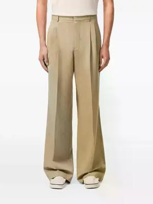 AMI Paris Wool Gabardine Wide Leg Trousers