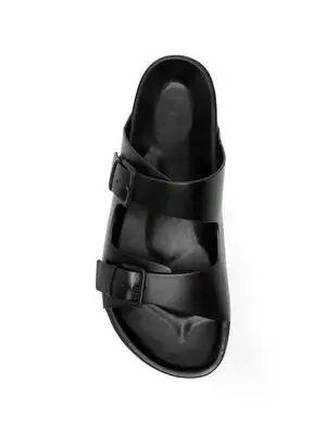 AMI Paris Leather Mules With Double Buckle Fastening