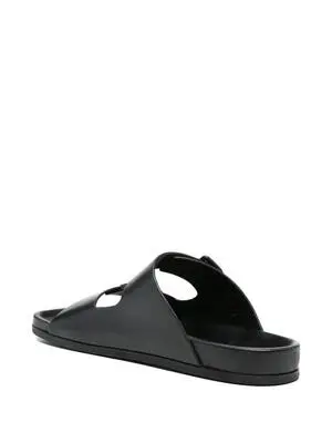 AMI Paris Leather Mules With Double Buckle Fastening