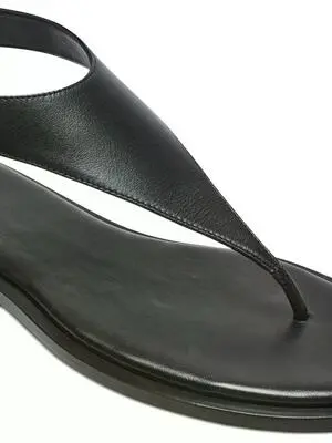 Balmain Anthem Lambskin Flat Thong Sandals With Gold Buckle - Black