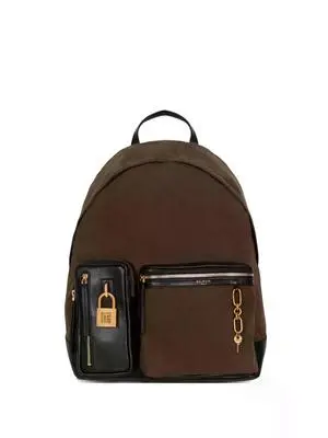 Balmain Pulse Calfskin And Nylon Backpack - Brown