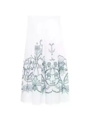 Eleventy Floral Print Pleated Midi Skirt