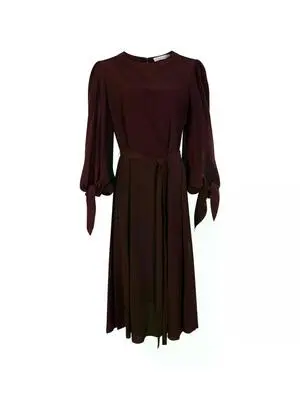 Chloé Flared Midi Dress With Tied Cuffs
