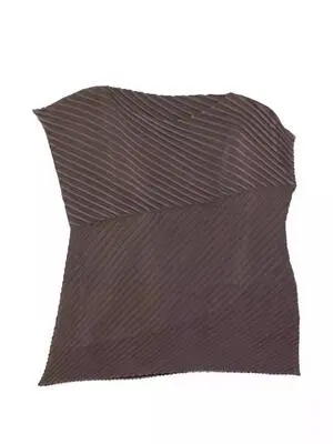 Issey Miyake Pleated Sleeveless T-shirt - Brown