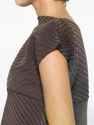 Issey Miyake Pleated Sleeveless T-shirt - Brown