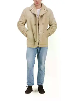 FORTELA Shearling Double-breasted Jacket - Neutrals