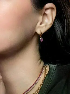 Shay Pink Sapphire Drop Earrings - Gold