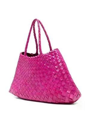Dragon Diffusion Leather Woven Top-handle Tote Bag - Pink