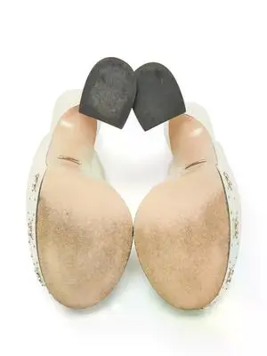 Gucci Gg Cream Platform Leather Sandals