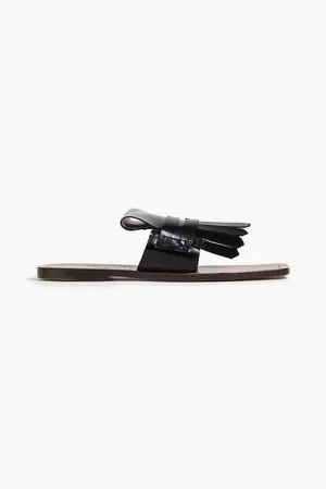 Marni Fringed Leather Sandals - Black