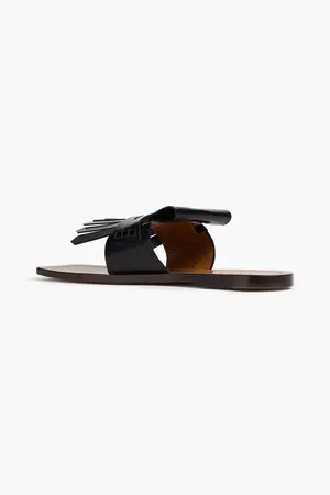 Marni Fringed Leather Sandals - Black