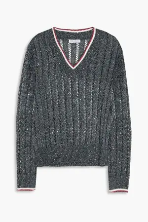 Brunello Cucinelli Sequin-embellished Linen-blend Sweater