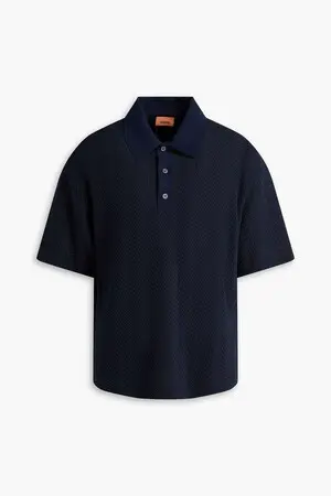 Missoni Jacquardknit Cottonblend Polo Shirt - Navy