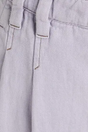 Brunello Cucinelli Pleated Cotton And Linen-blend Twill Wide-leg Pants - Lilac