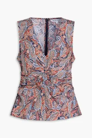 Veronica Beard Aiden Ruched Paisley-print Top