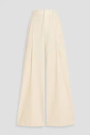 Brunello Cucinelli Crinkled Cotton-blend Wide-leg Pants - Ecru