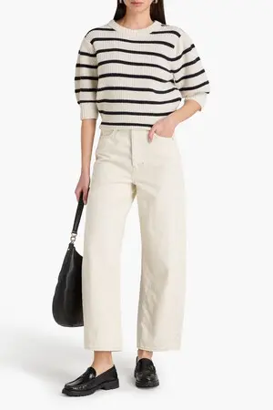 Veronica Beard Ryder High-rise Tapered Jeans - Ecru