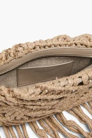 Brunello Cucinelli Crochet Shoulder Bag With Fringe
