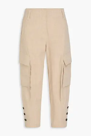 Brunello Cucinelli Cropped Linen Tapered Cargo Trousers