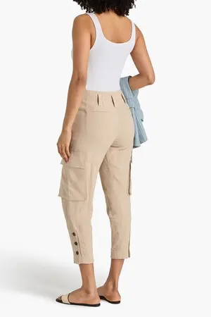 Brunello Cucinelli Cropped Linen Tapered Cargo Trousers