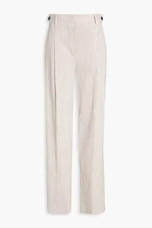 Brunello Cucinelli Striped Linen-blend Straight-leg Pants