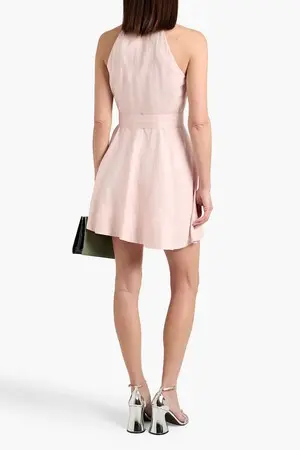 Veronica Beard Beau Belted Linen Mini Shirt Dress - Blush