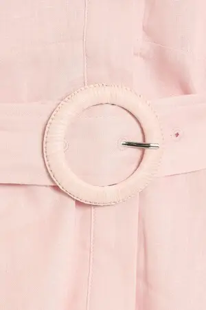 Veronica Beard Beau Belted Linen Mini Shirt Dress - Blush