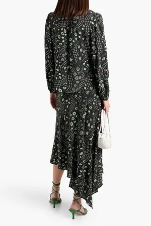 Veronica Beard Rosemary Asymmetric Floral-print Skirt