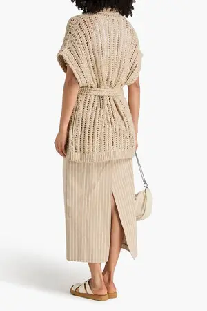 Brunello Cucinelli Sequin-embellished Open-knit Cardigan